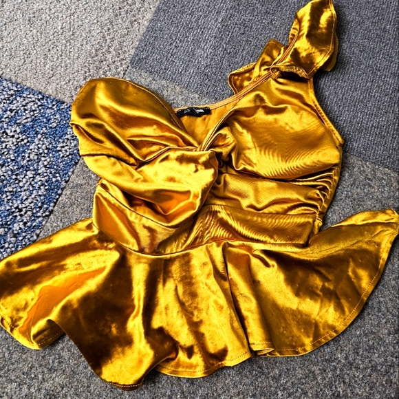 Tops | Fashion Nova Yellow Silk Top | Poshmark